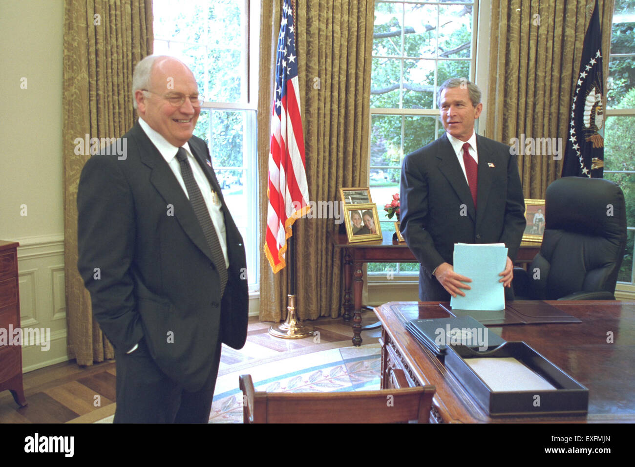 President Bush and Vice President Cheney in the Oval Office Stock Photo ...