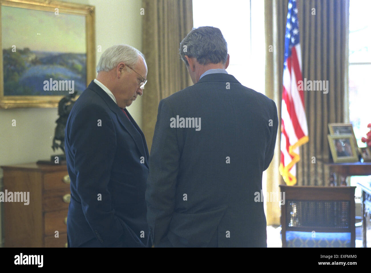 President Bush and Vice President Cheney in the Oval Office Stock Photo ...
