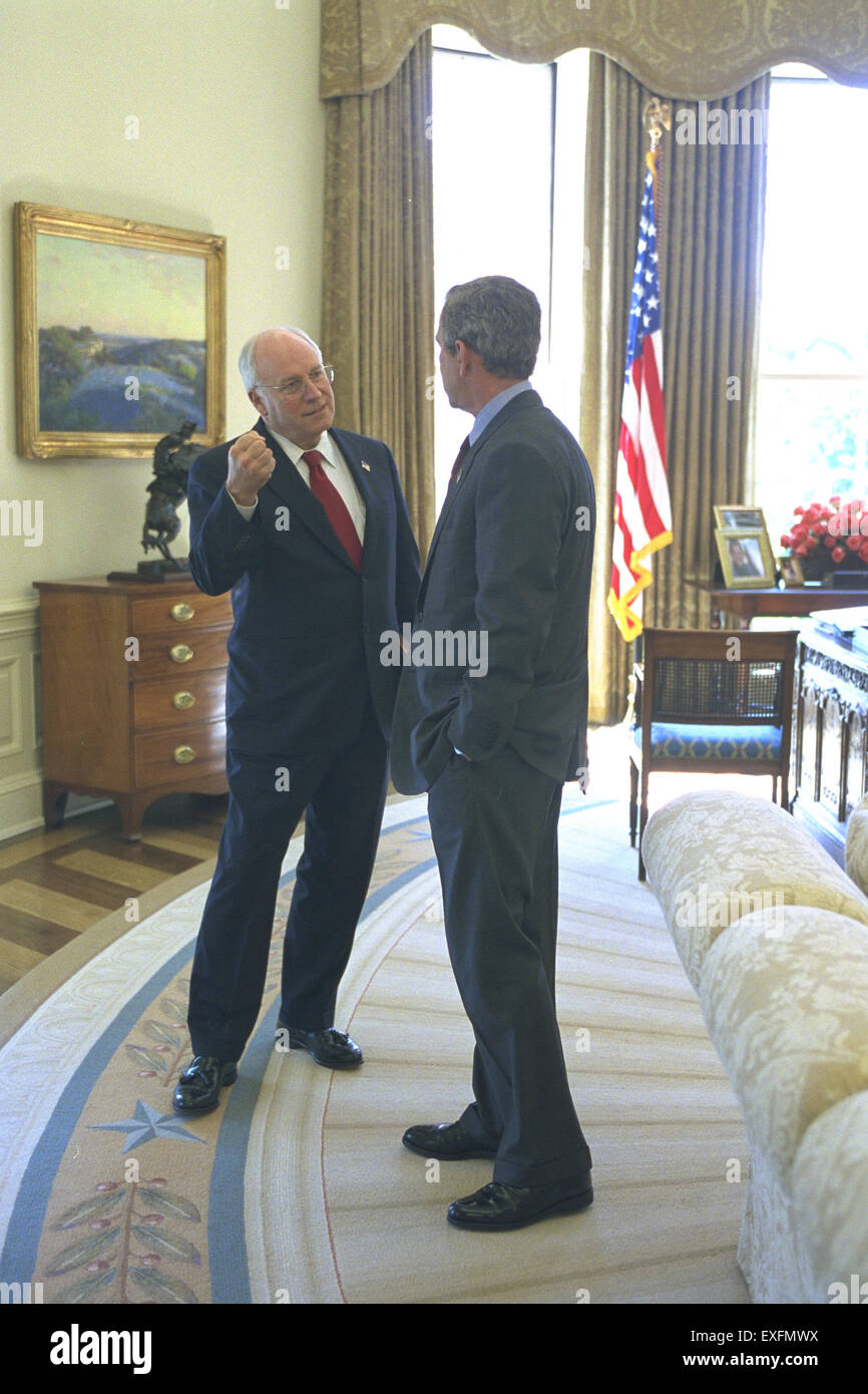 President Bush and Vice President Cheney in the Oval Office Stock Photo ...