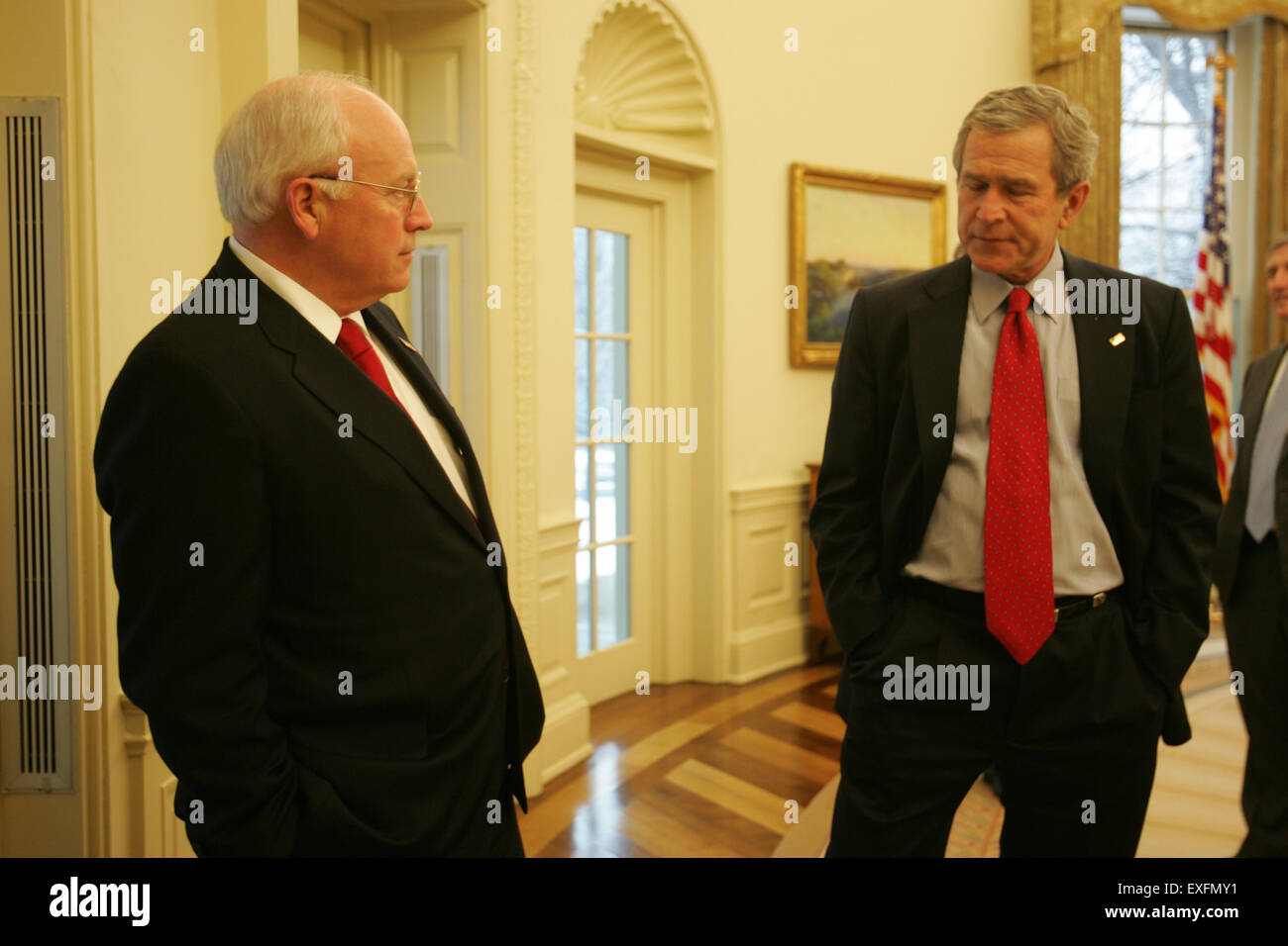 President Bush and Vice President Cheney in the Oval Office Stock Photo ...