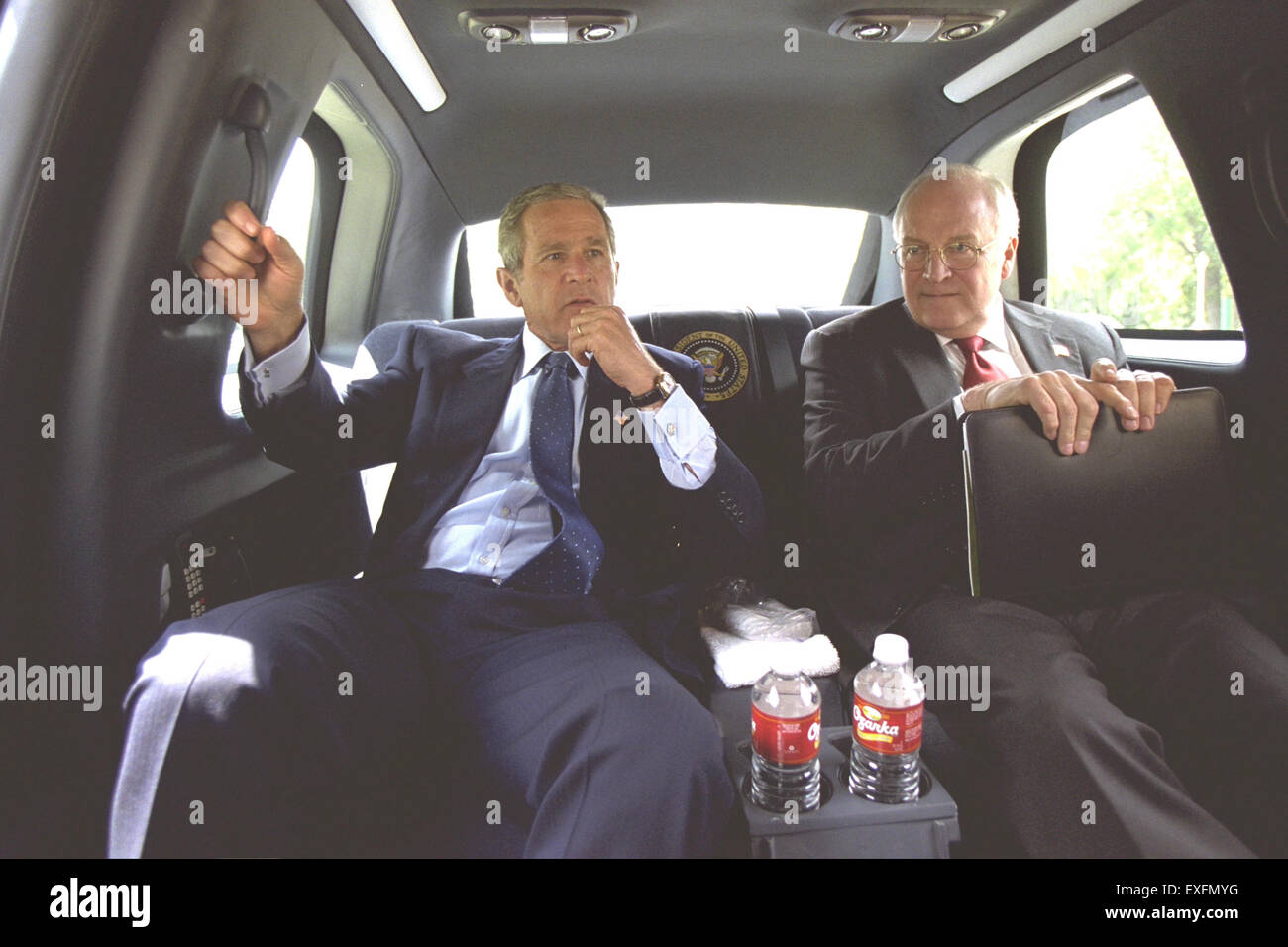 President Bush and Vice President Cheney in the Presidential Limousine ...