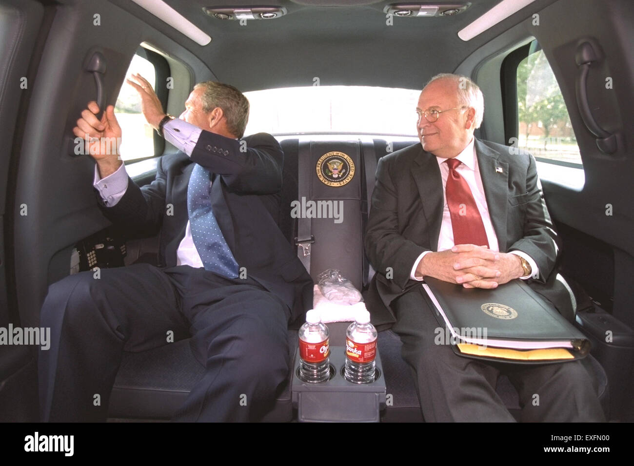 President Bush and Vice President Cheney in the Presidential Limousine ...