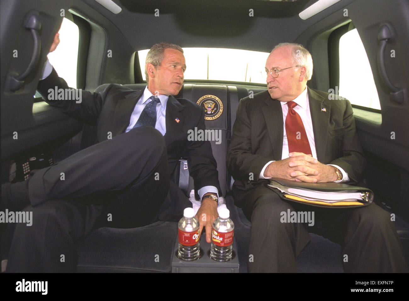 President Bush and Vice President Cheney in the Presidential Limousine ...