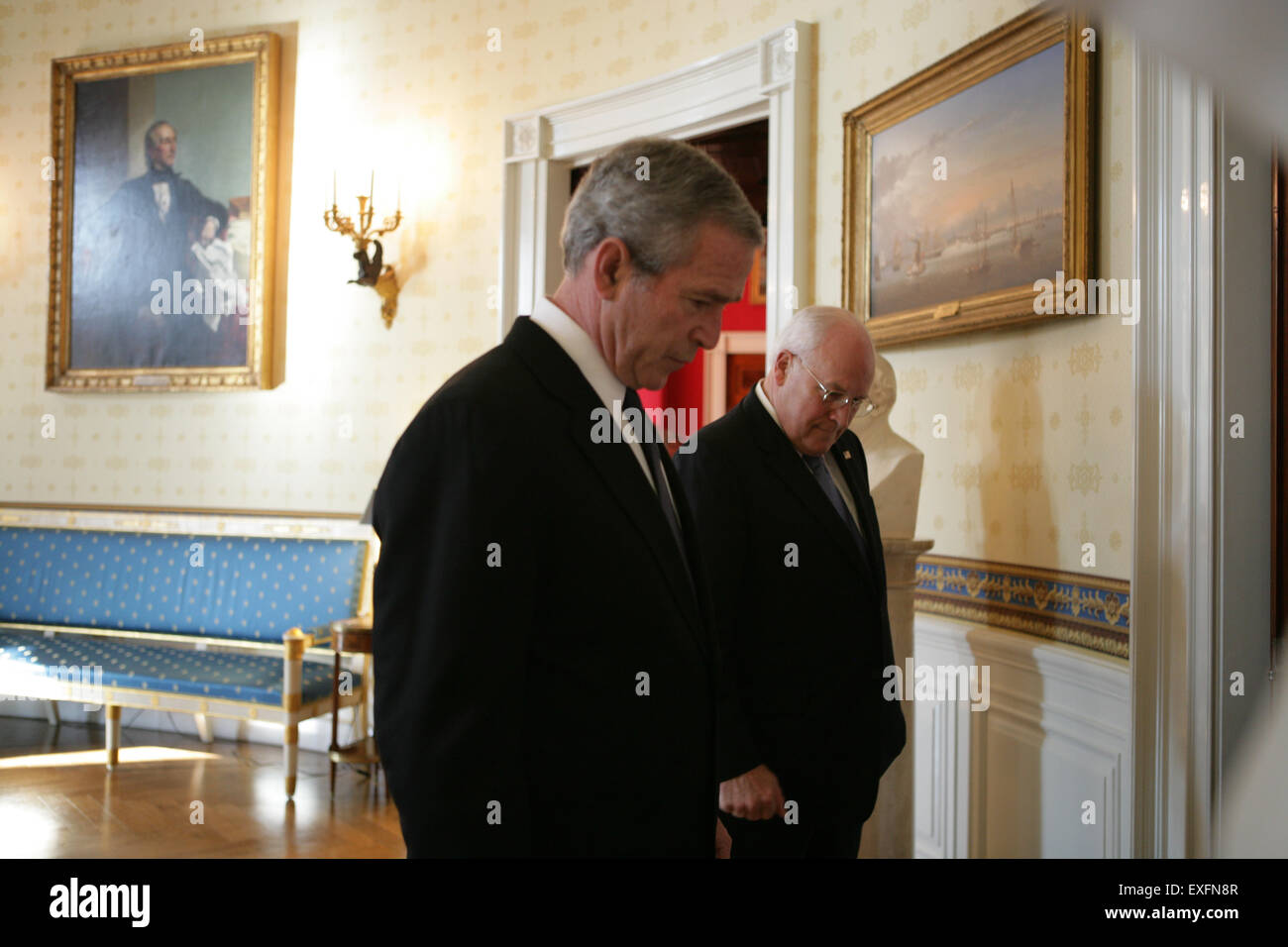 President Bush and Vice President Cheney in the White House Stock Photo ...