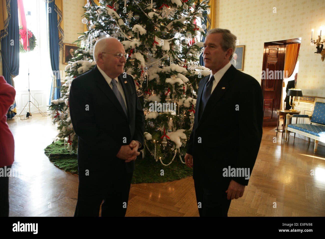 President Bush and Vice President Cheney in the White House Stock Photo ...