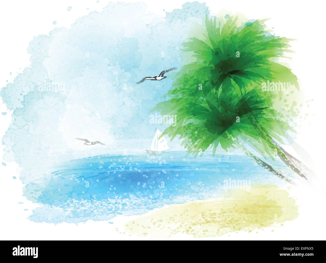 Vector background of a watercolor seascape Stock Vector Image & Art - Alamy