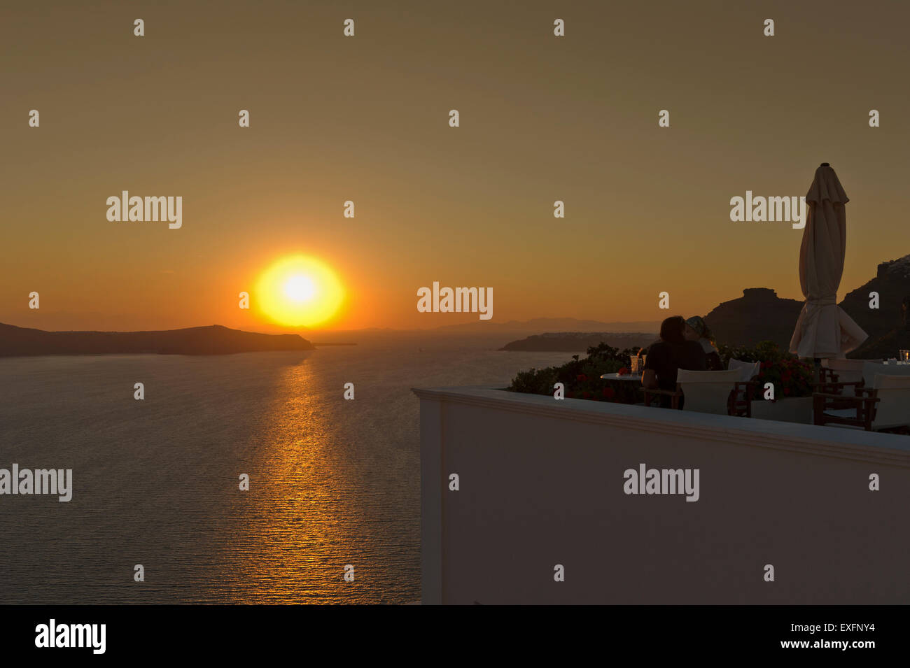 A beautiful sunset in Fira, Santorini, Greece Stock Photo - Alamy