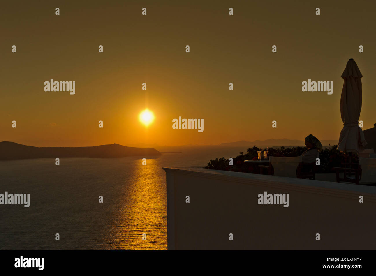 A beautiful sunset in Fira, Santorini, Greece Stock Photo - Alamy