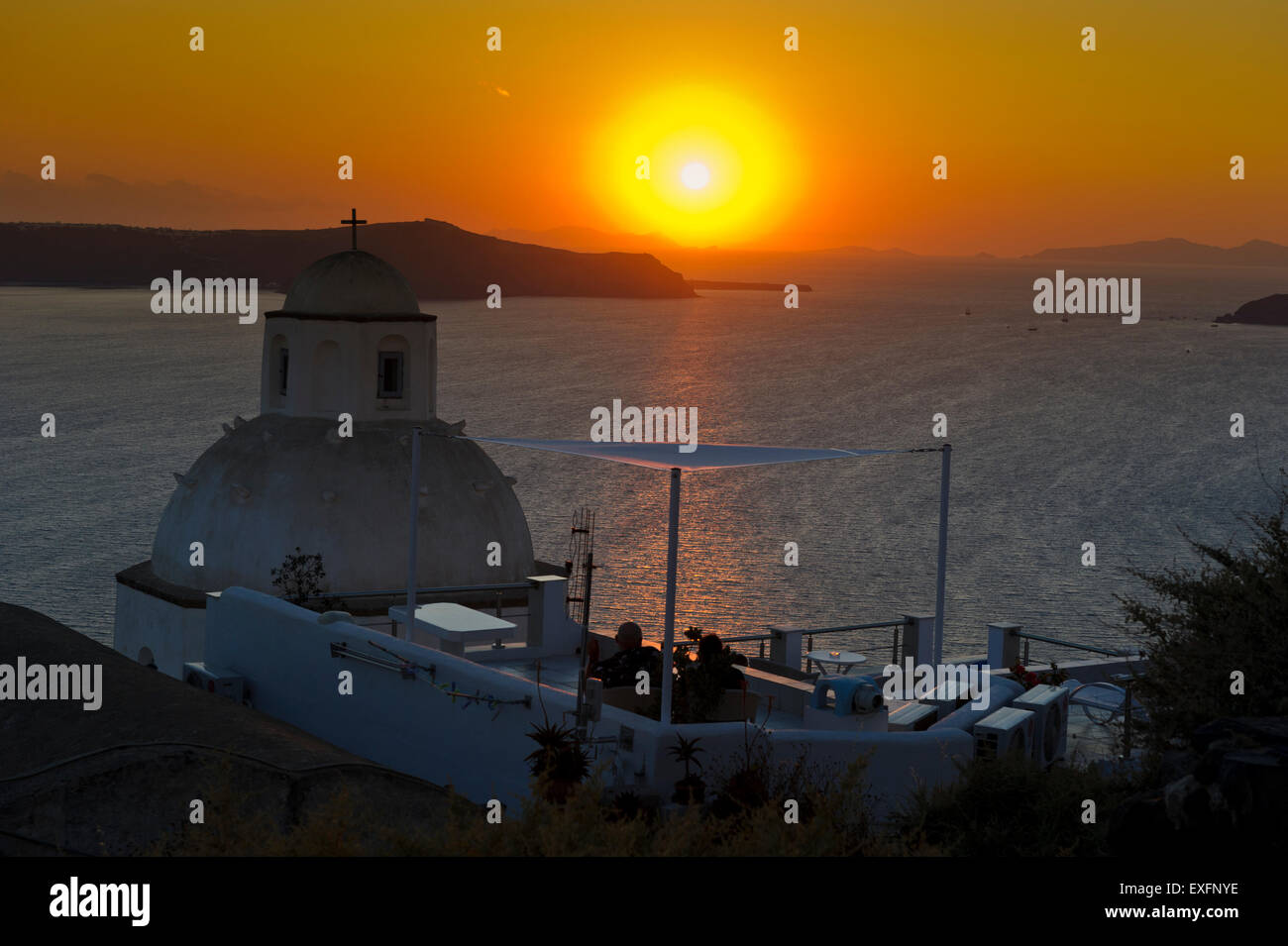 A beautiful sunset in Fira, Santorini, Greece Stock Photo - Alamy