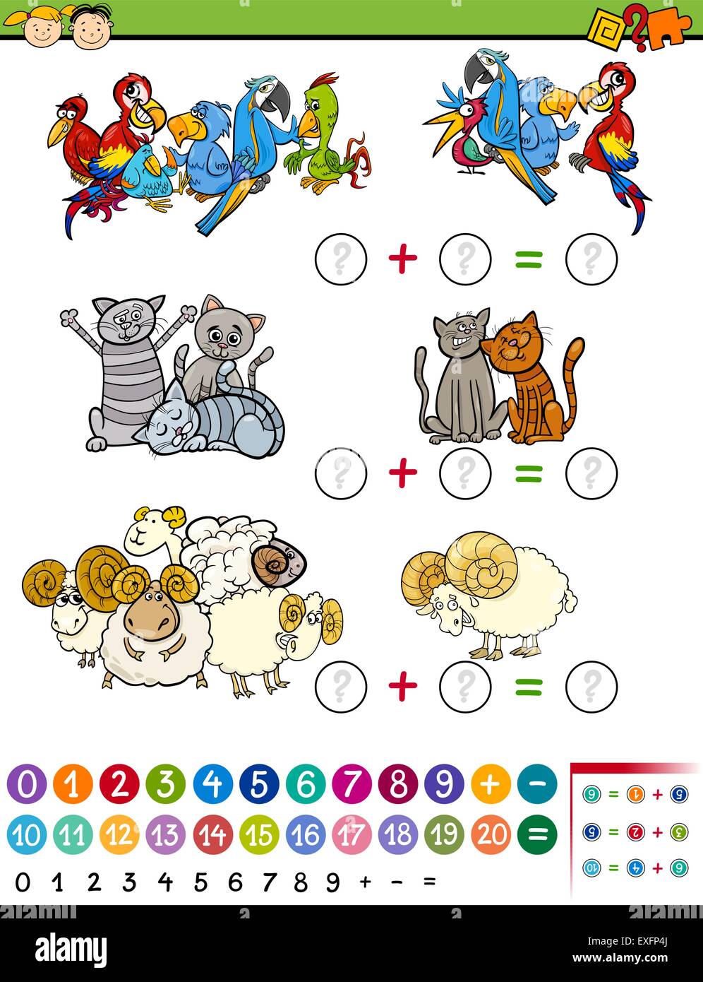 Cartoon Illustration of Education Mathematical Game of Counting Animals ...
