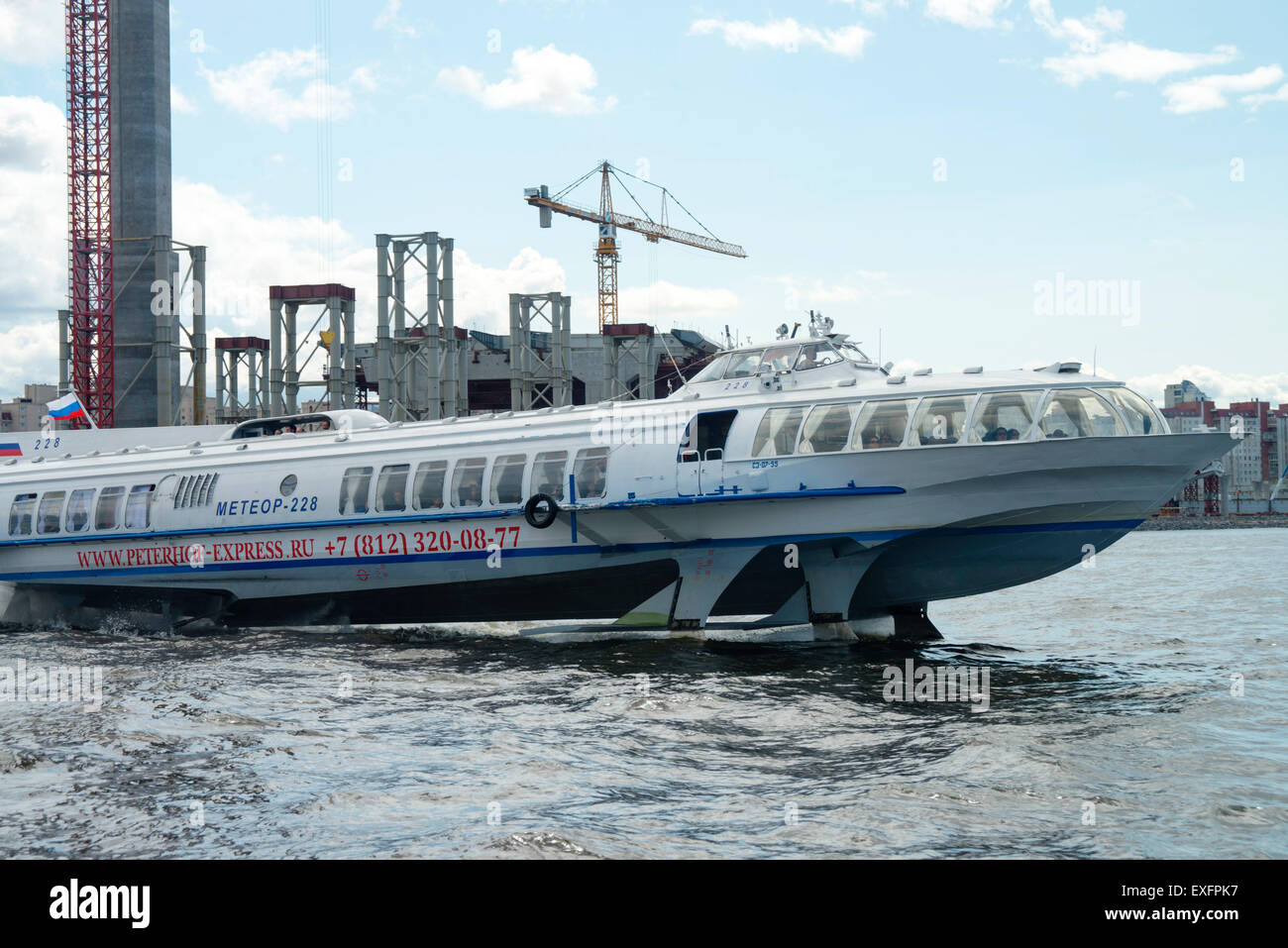 Hydrofoil river boat "Meteor", in service in the city of St. Petersburg ...