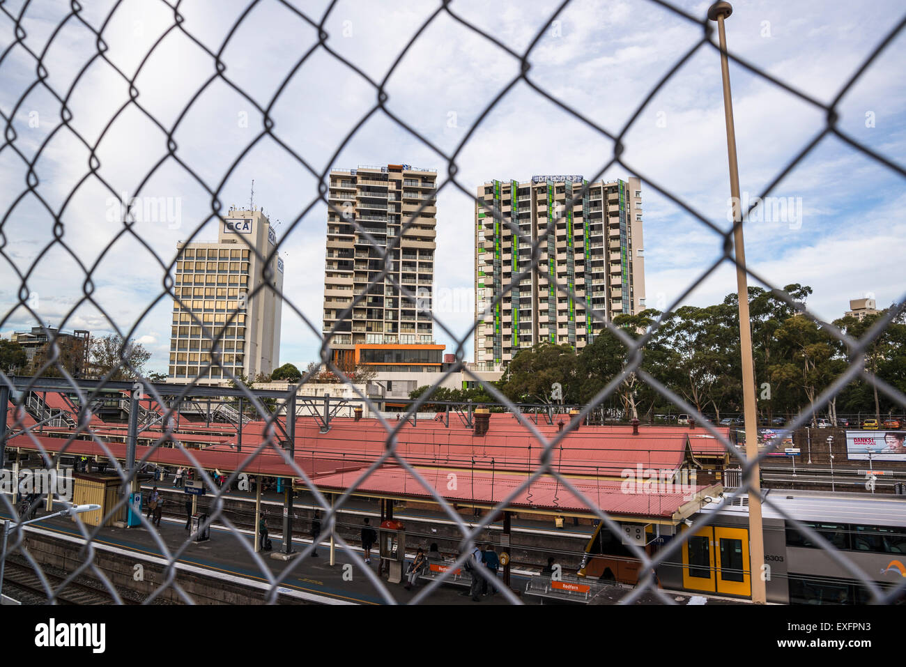 Redfern, High-rise residential blocks seen through the railway station ...
