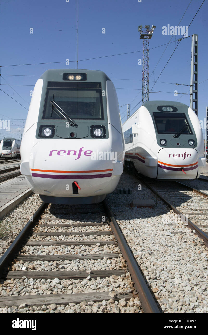Spanish regional railway carrying out a route Stock Photo - Alamy