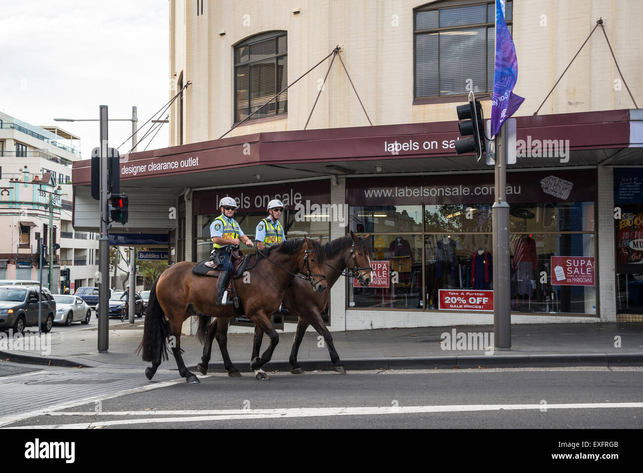 Redfern, Mounted police patrolling on the street, Sydney, Australia ...