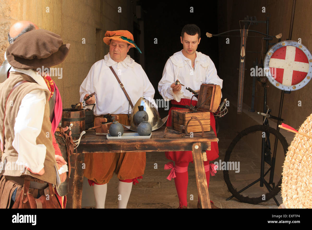 Maltese soldiers loading pistols at the armory of Fort Saint Elmo in ...