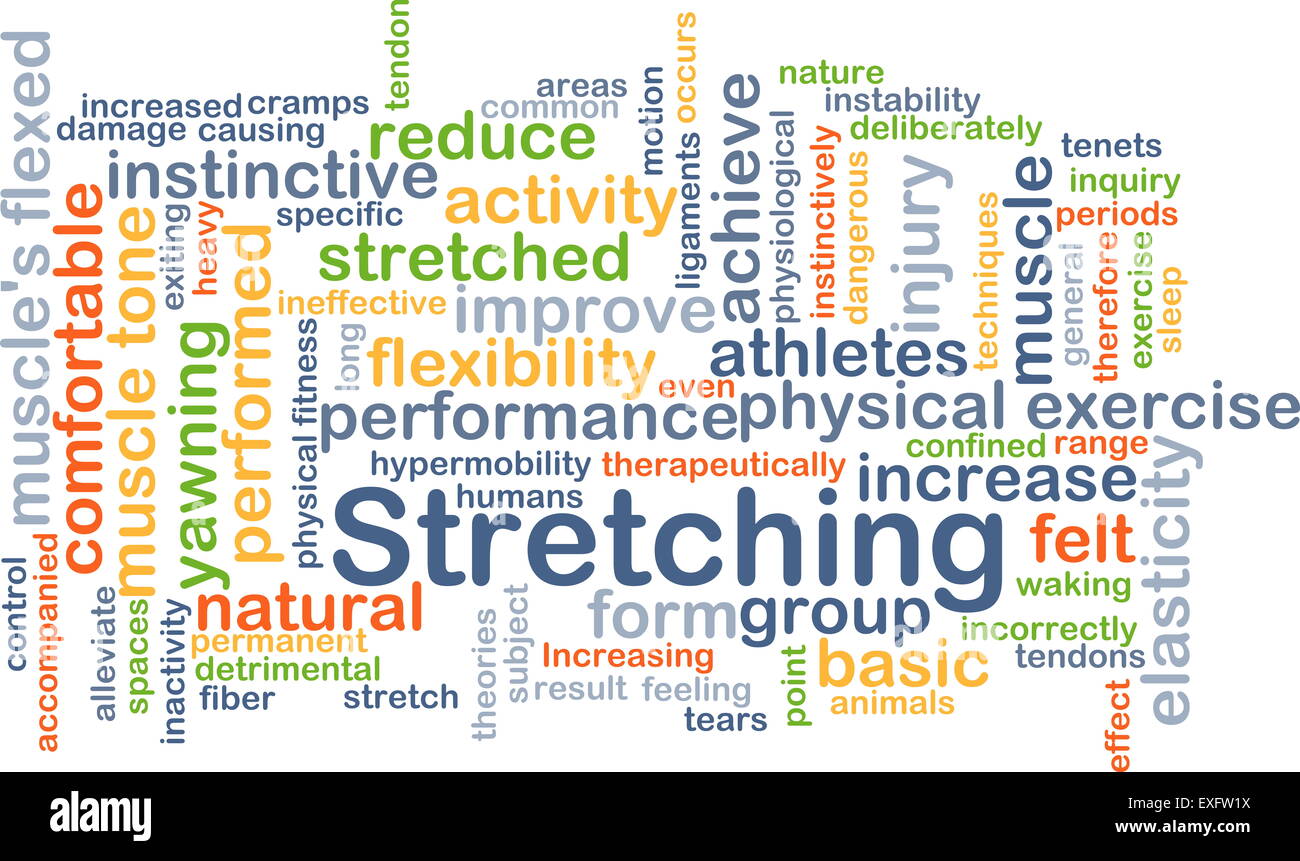 Background concept wordcloud illustration of stretching Stock Photo - Alamy