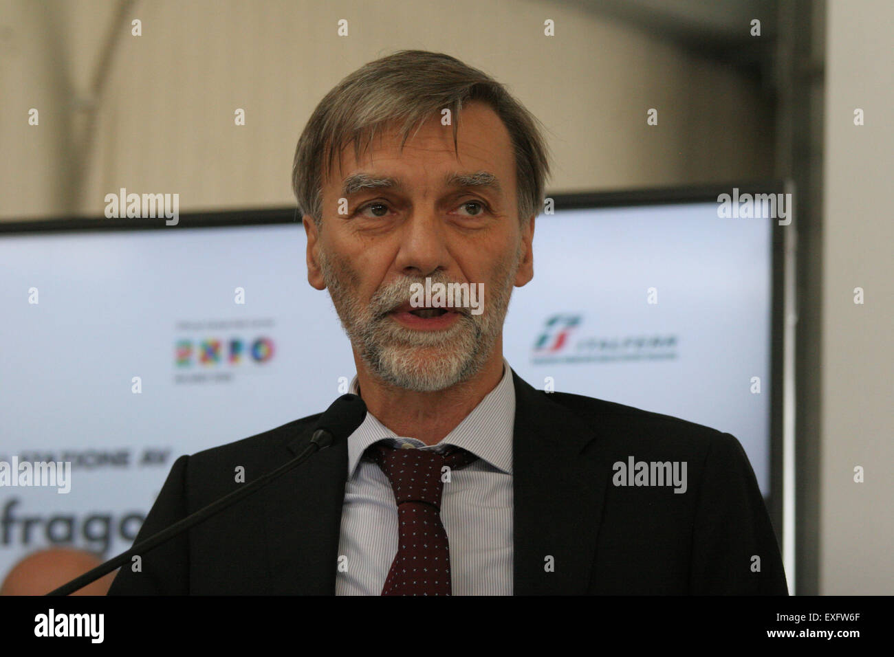Afragola, Italy. 13th July, 2015. Graziano Delrio Minister during the ...