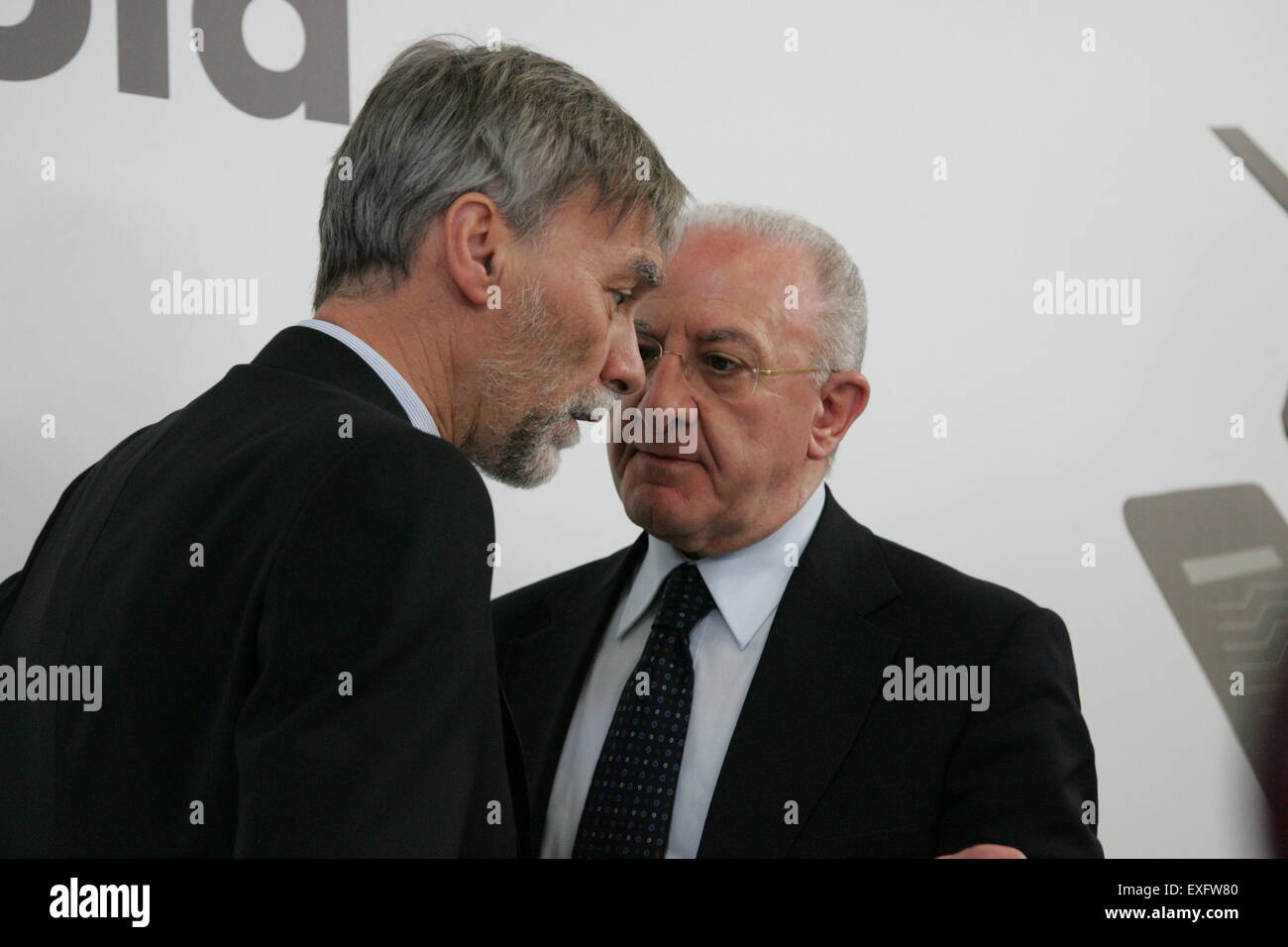 Afragola, Italy. 13th July, 2015. Graziano Delrio Minister (left) and ...