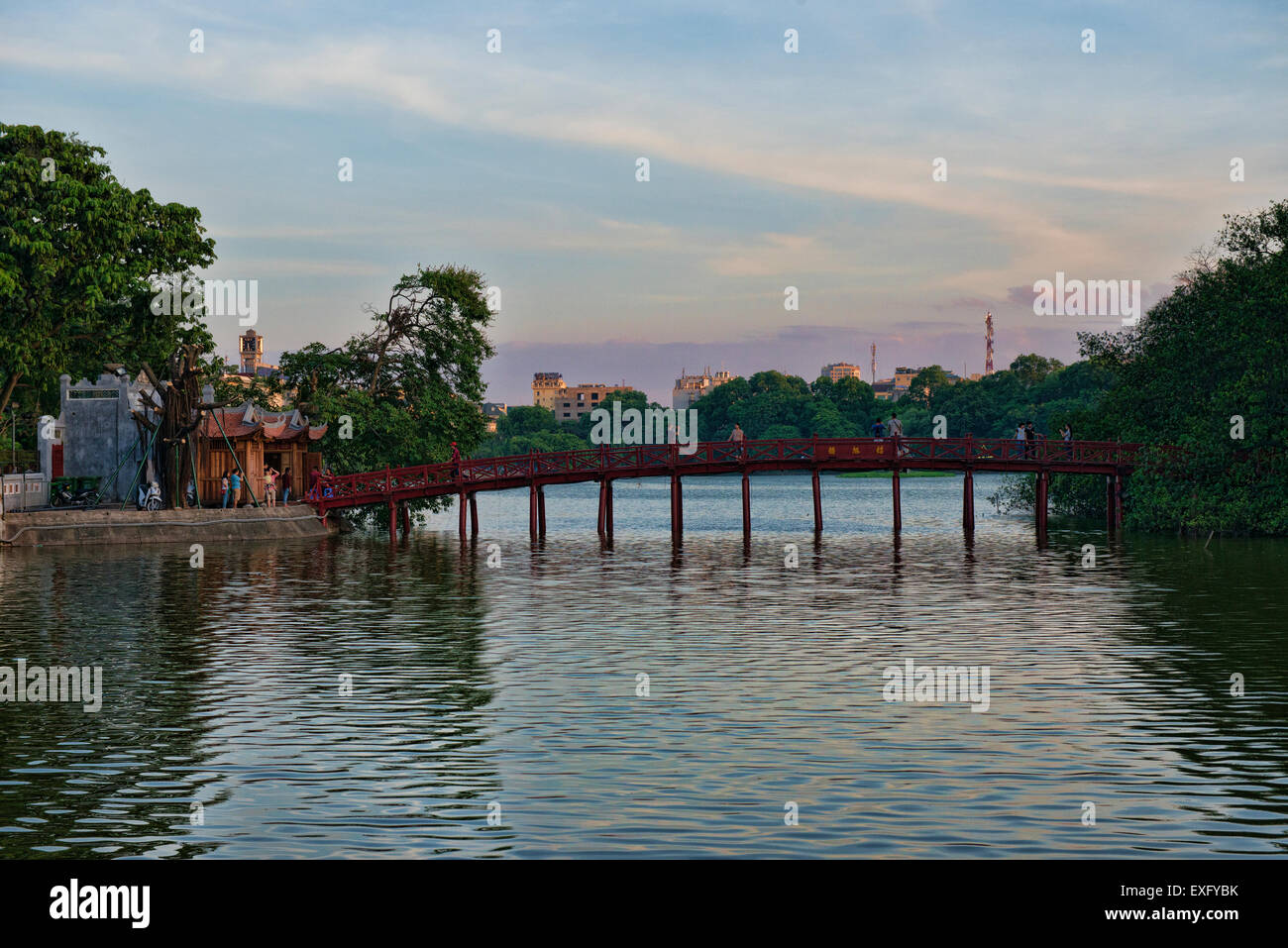 The Huc Bridge in Hoan Kiem Lake in Hanoi, Vietnam Stock Photo - Alamy