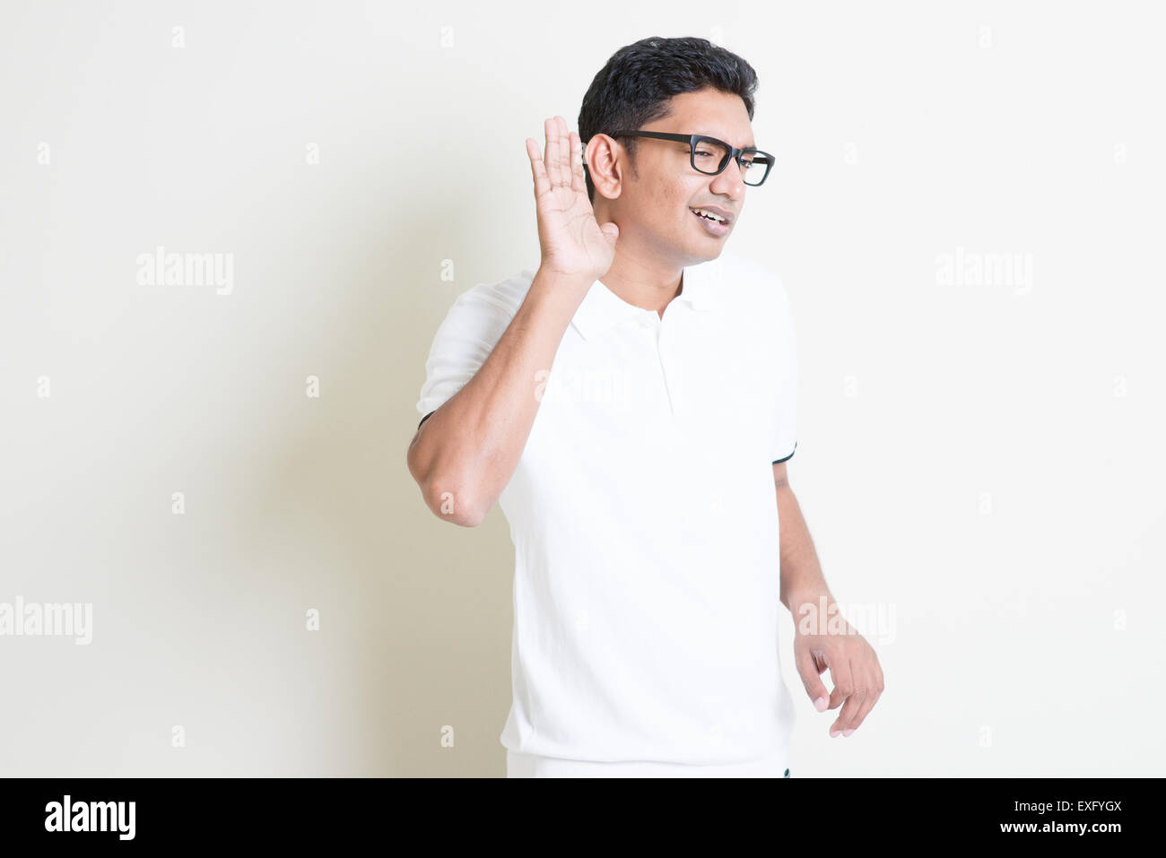 Man cupped hand ear hi-res stock photography and images - Alamy