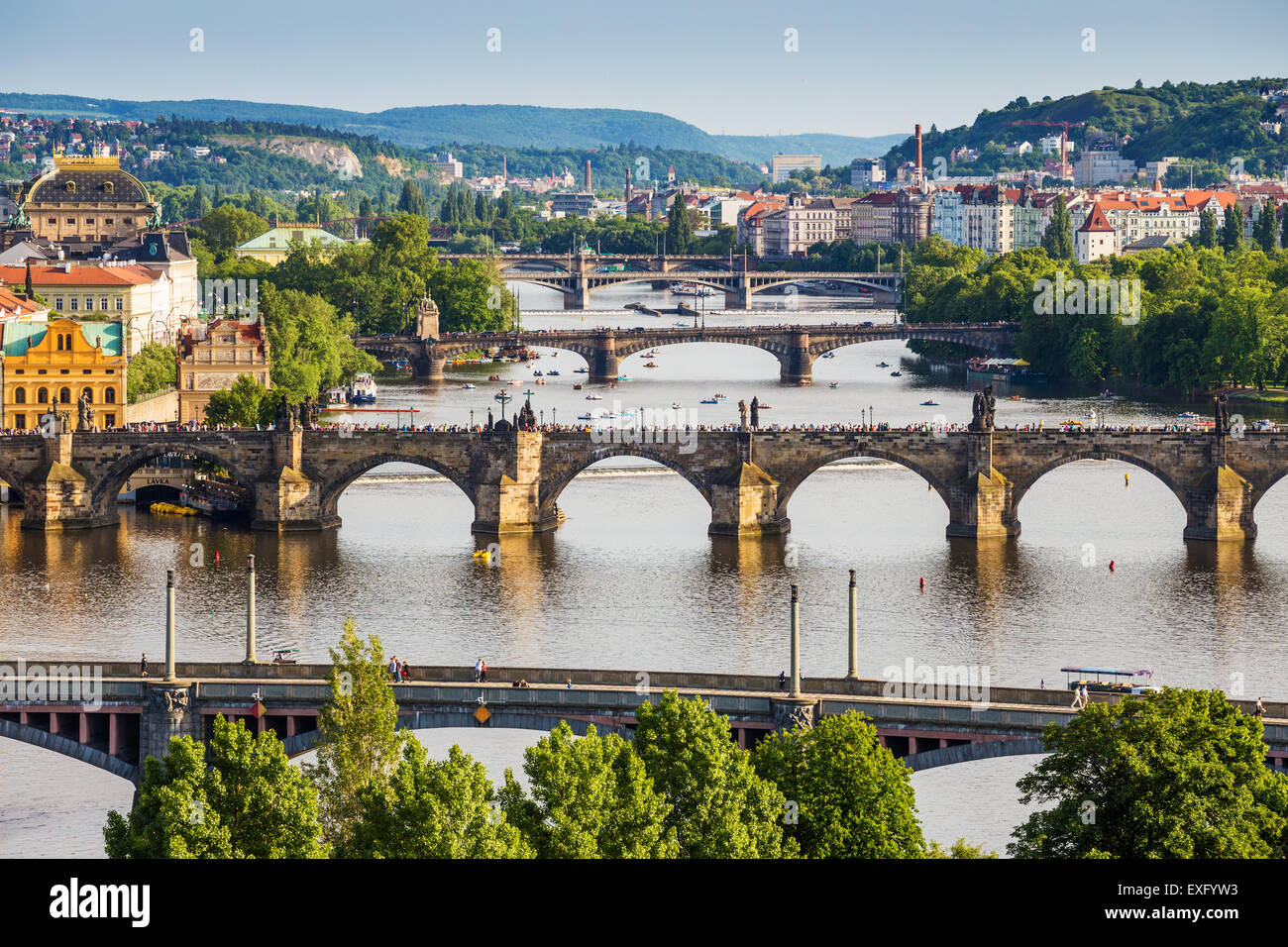View Of The Vltava River From Letna park Prague, Czech Republic, Europe ...