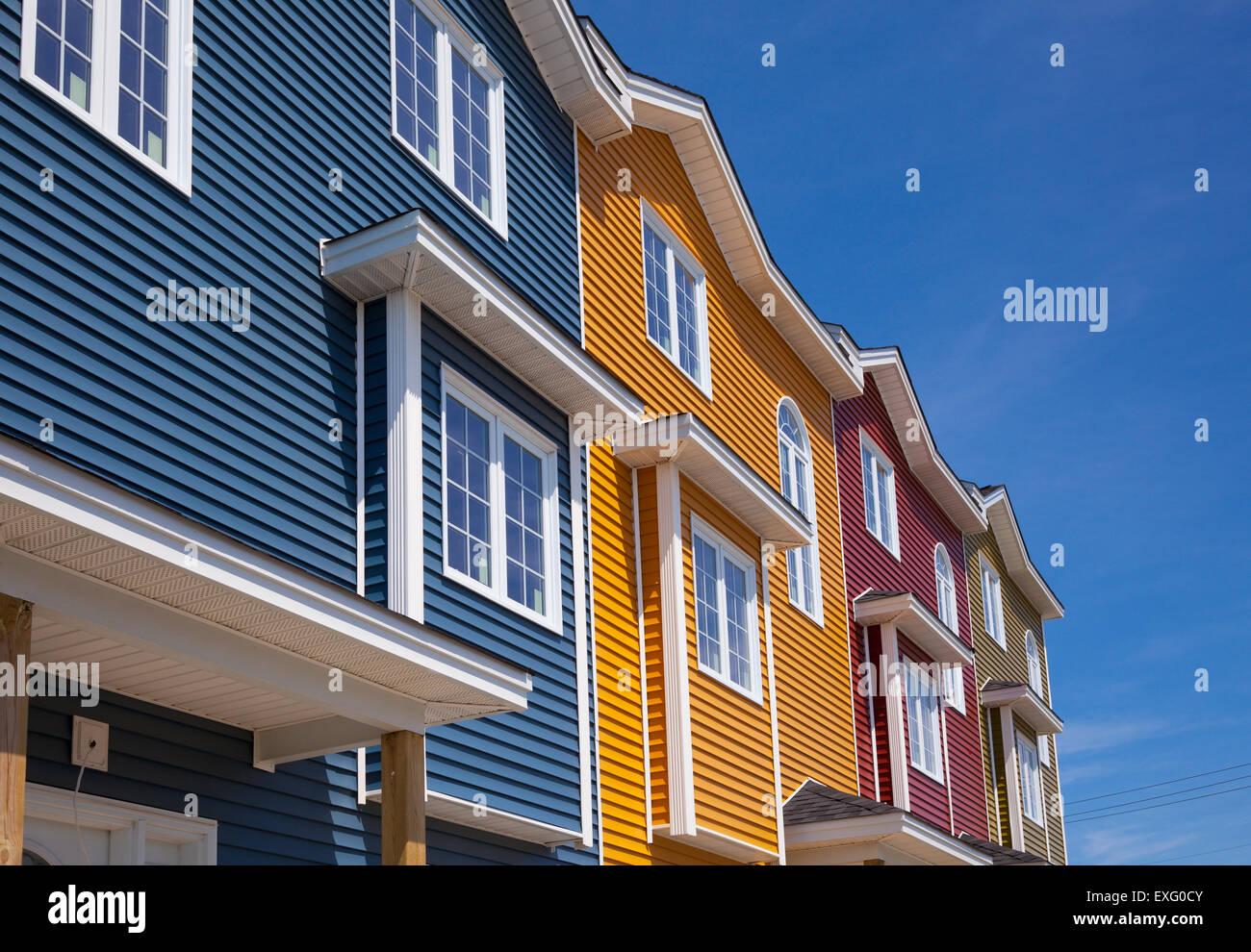 Four brand new colourful row houses on a sunny day in St. John's ...