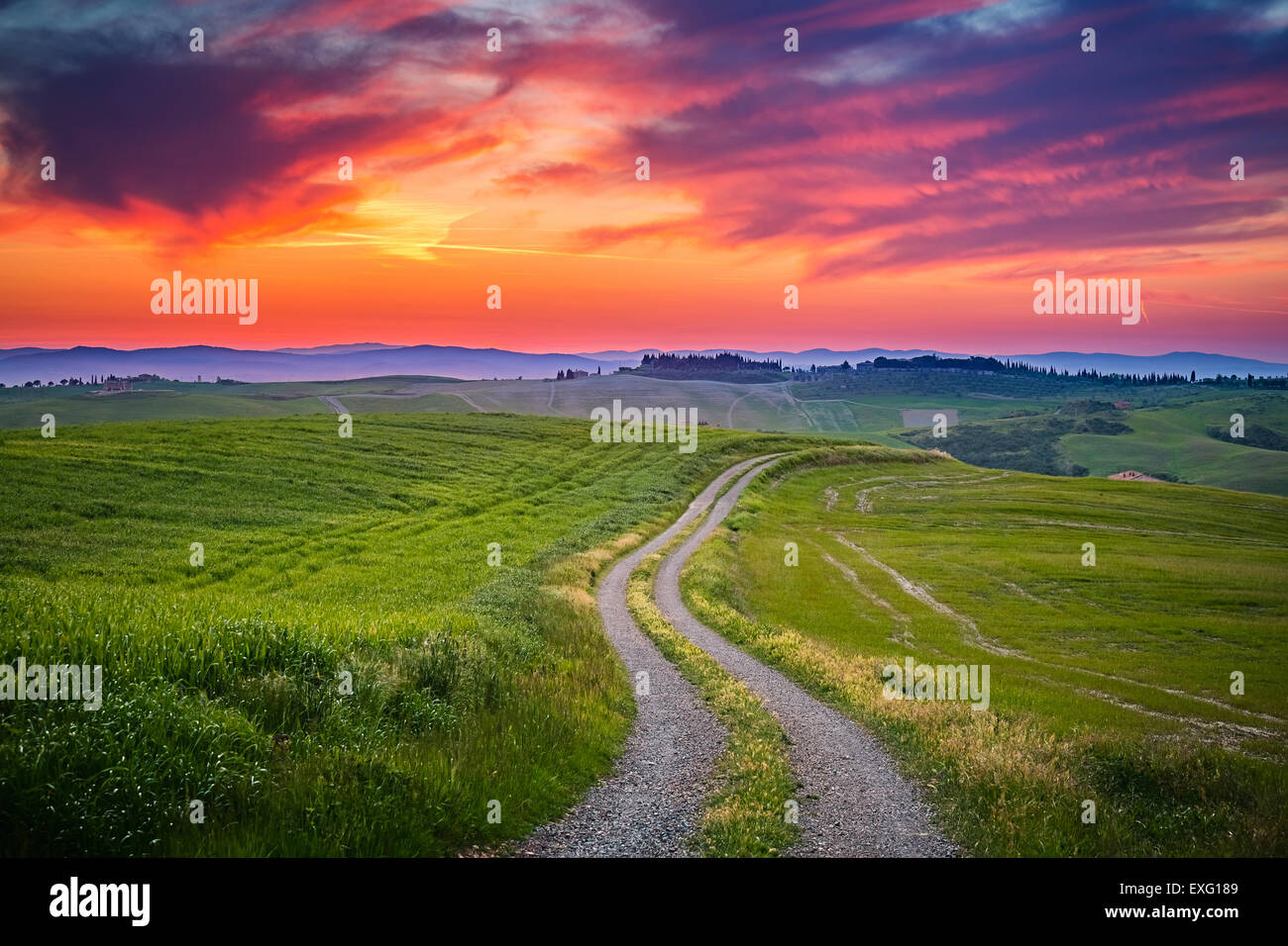 Summer landscape sunset path hi-res stock photography and images - Alamy