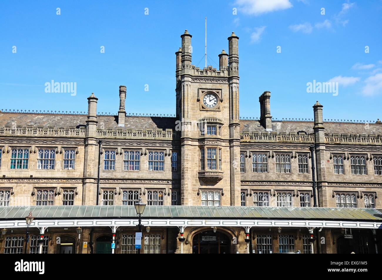 Front view of the Railway Station building showing the clock tower ...