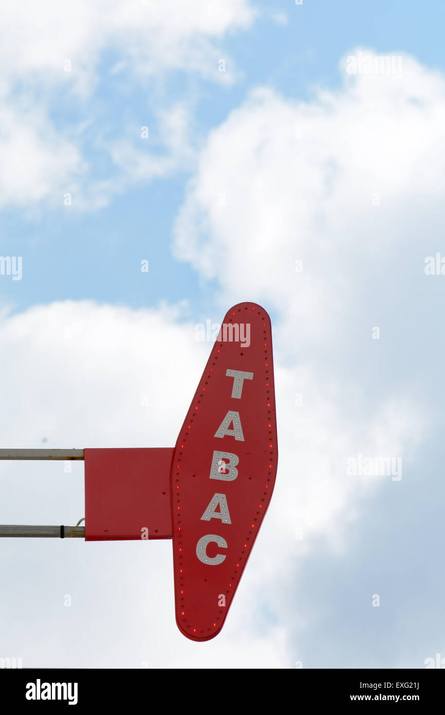 Tabac sign with LED lights outside tobacco shop in Bordeaux France ...