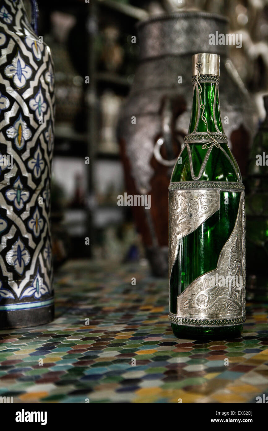 Moroccan artisanal wine bottle Stock Photo - Alamy