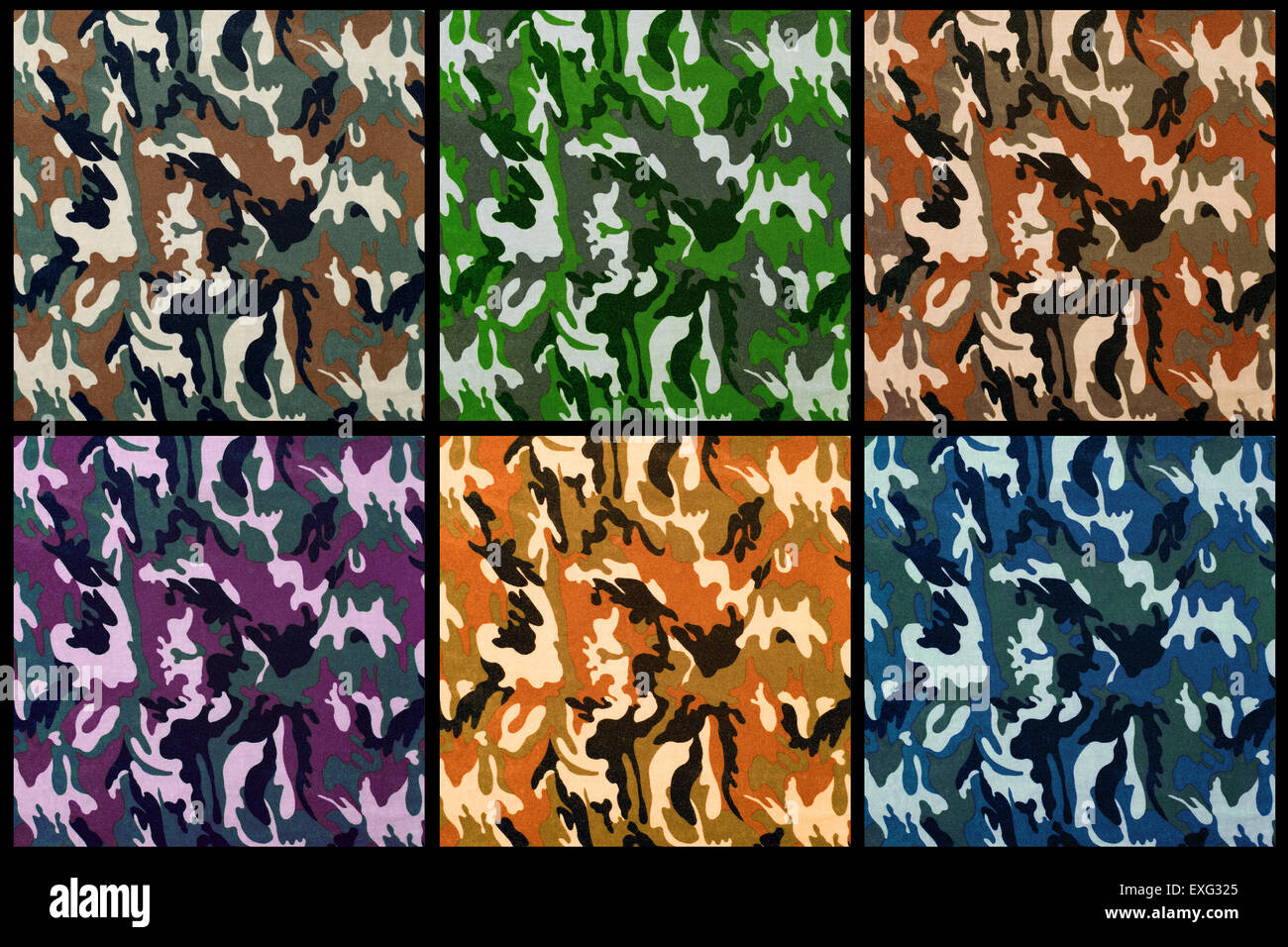 set of exotic color camouflage as background or pattern Stock Photo - Alamy