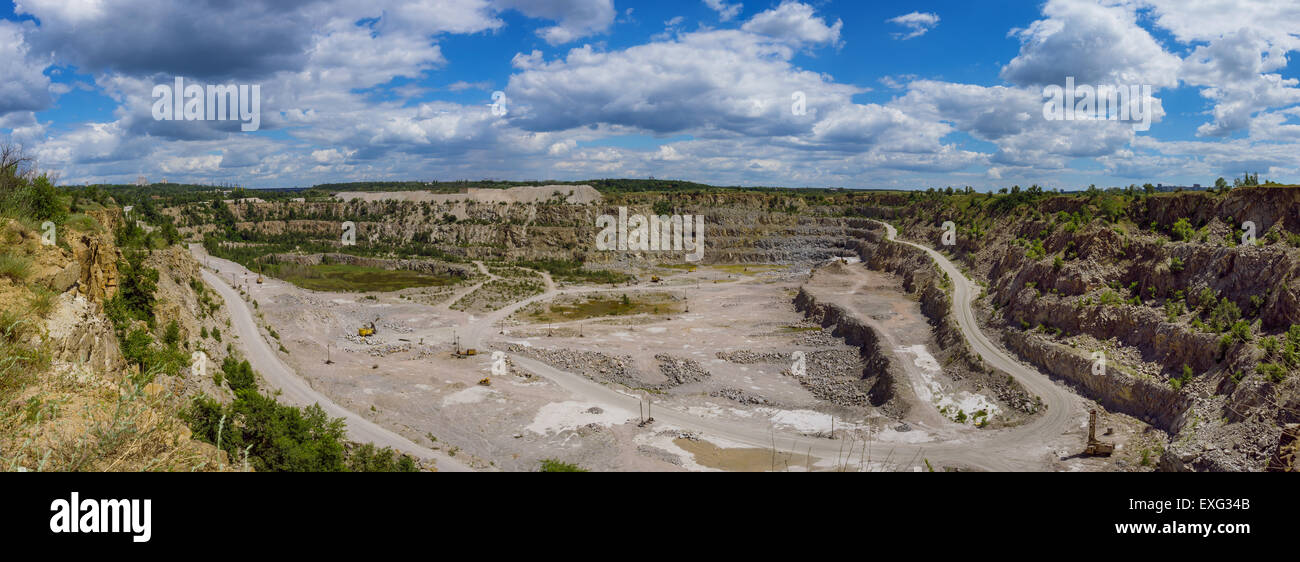 panoramic view of granite stone extraction in the quarry Stock Photo ...
