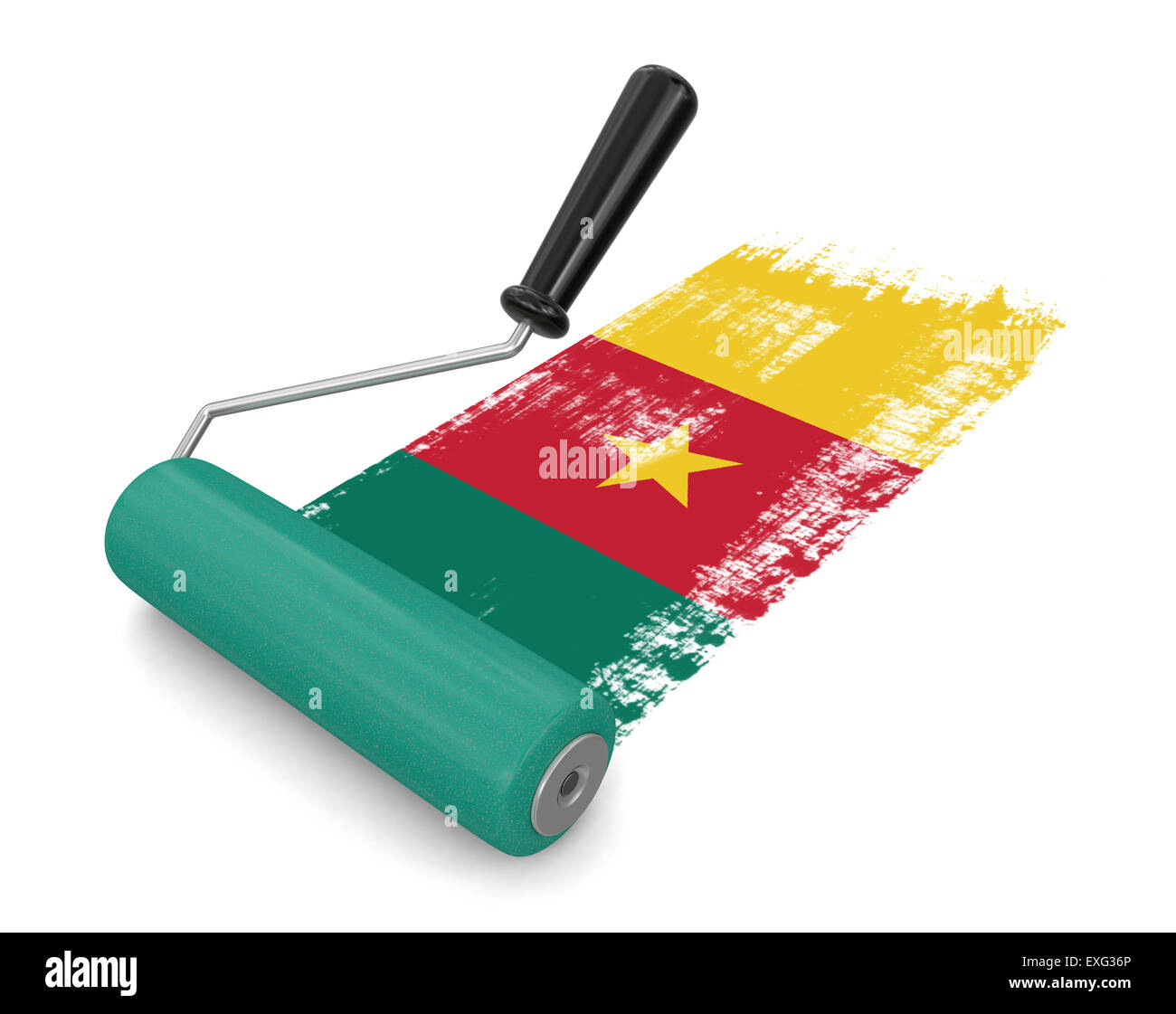 Paint roller with flag of Cameroon (clipping path included Stock Photo ...