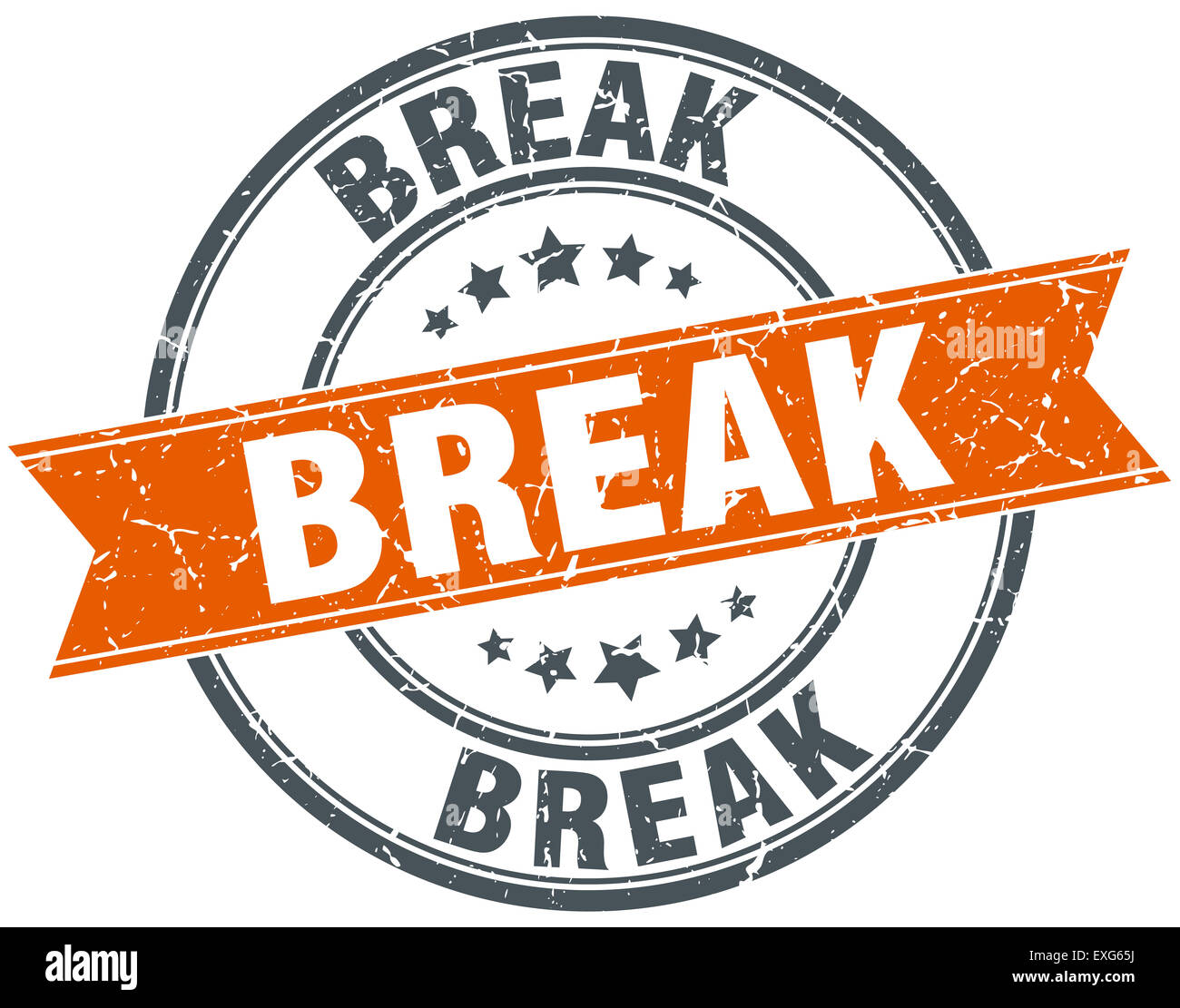 break round orange grungy vintage isolated stamp Stock Photo - Alamy