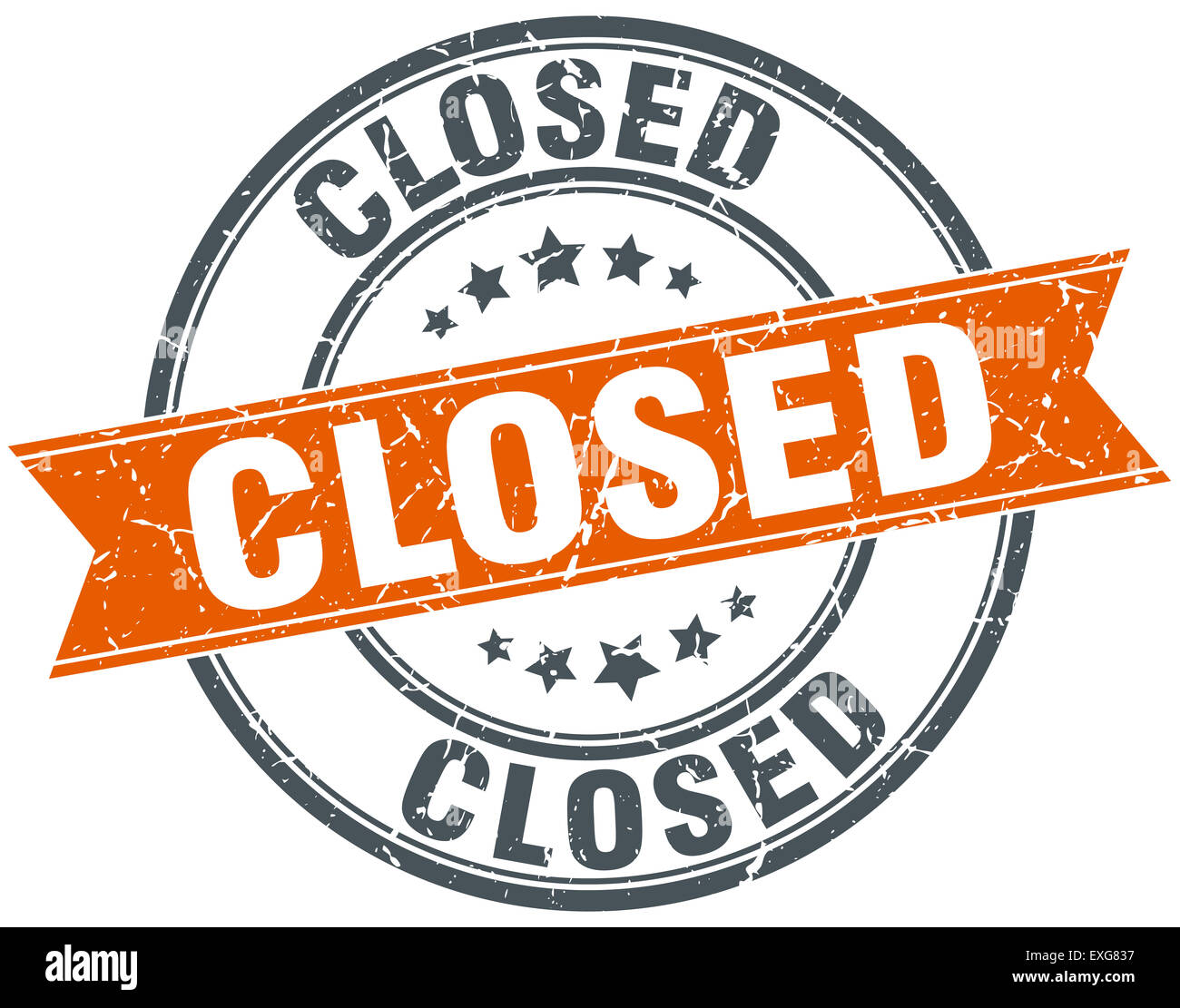 closed round orange grungy vintage isolated stamp Stock Photo - Alamy