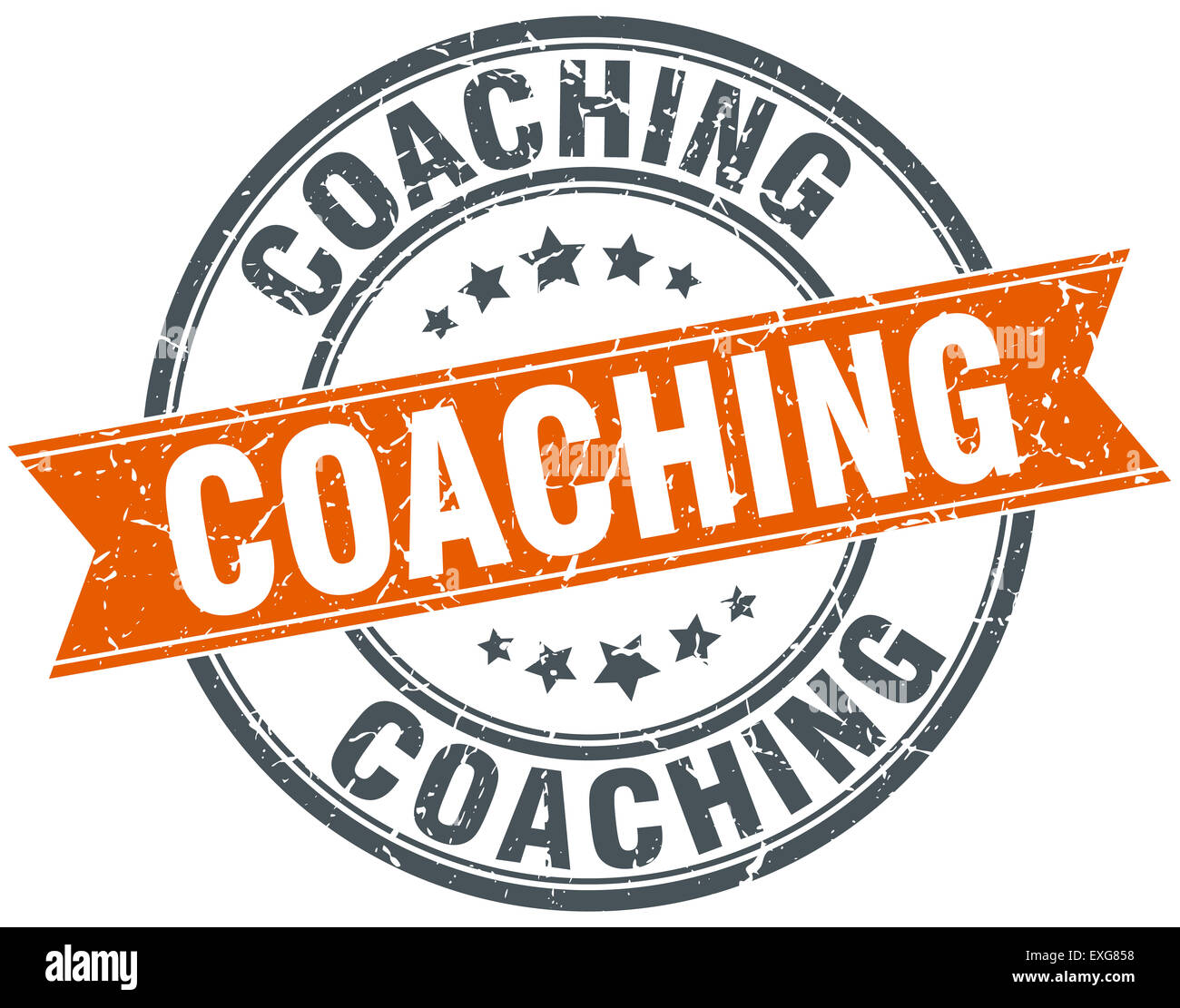 coaching round orange grungy vintage isolated stamp Stock Photo - Alamy