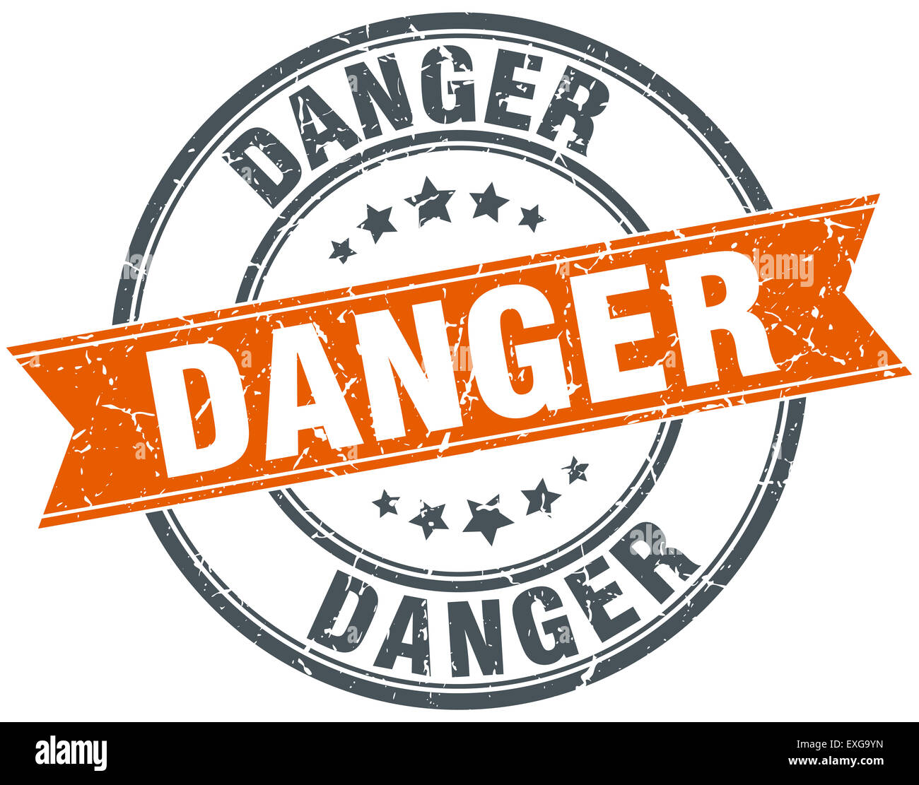 danger round orange grungy vintage isolated stamp Stock Photo - Alamy