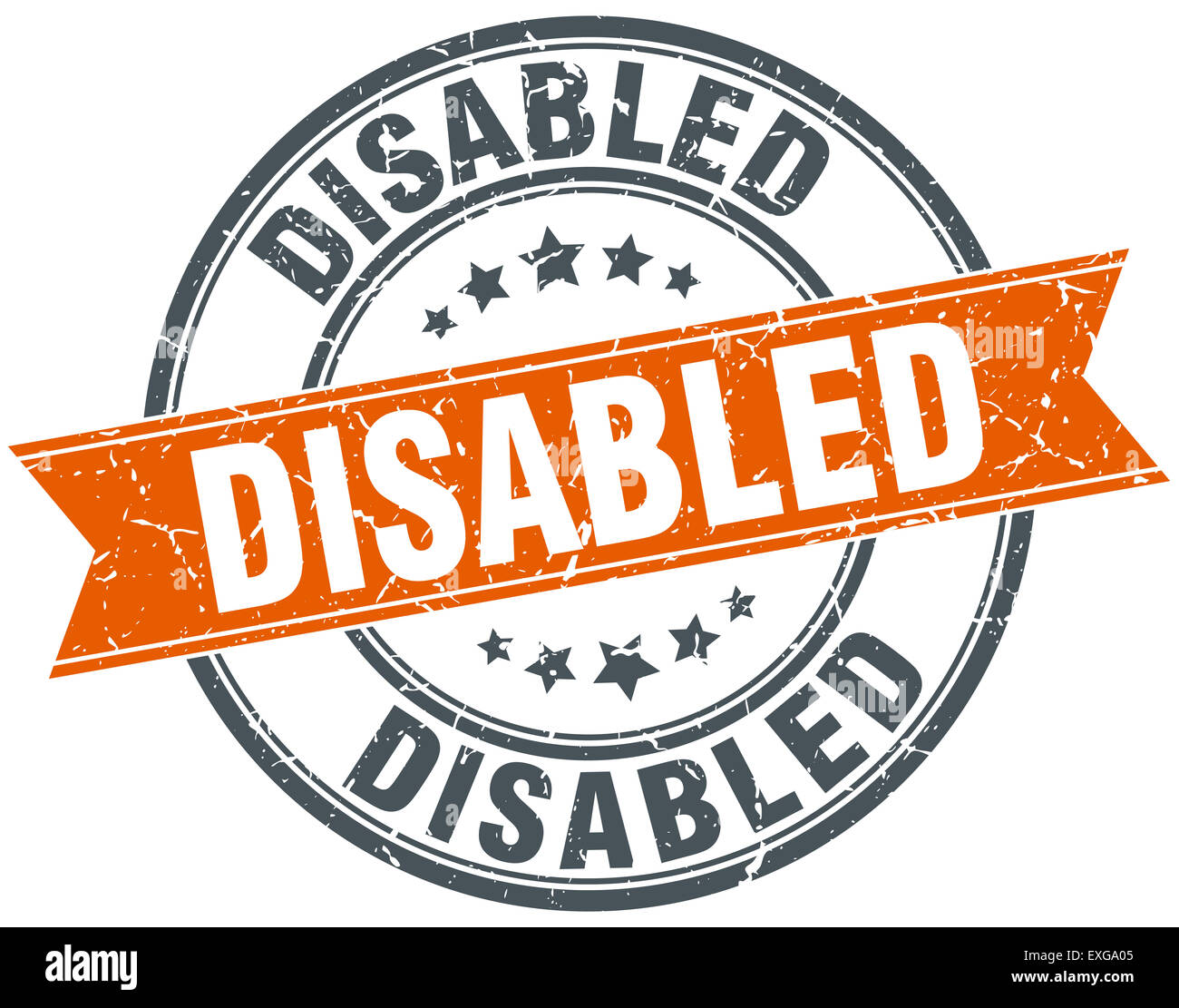 disabled round orange grungy vintage isolated stamp Stock Photo - Alamy