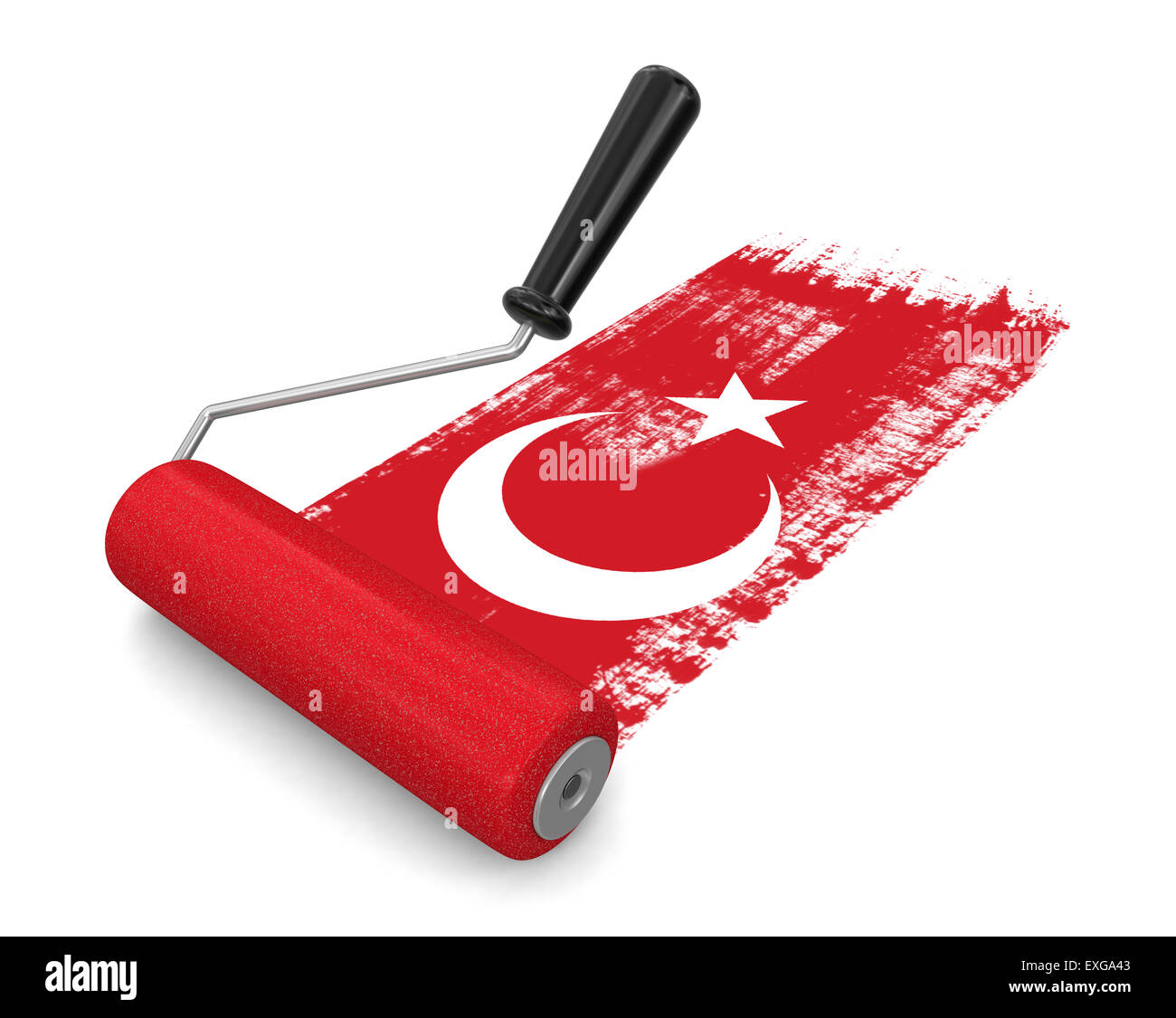 Paint roller with Turkish flag (clipping path included Stock Photo - Alamy