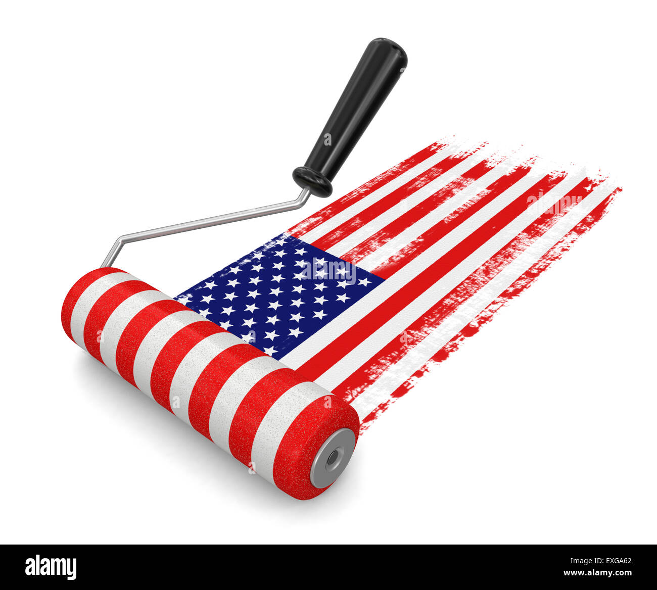 Paint roller with USA flag (clipping path included Stock Photo - Alamy