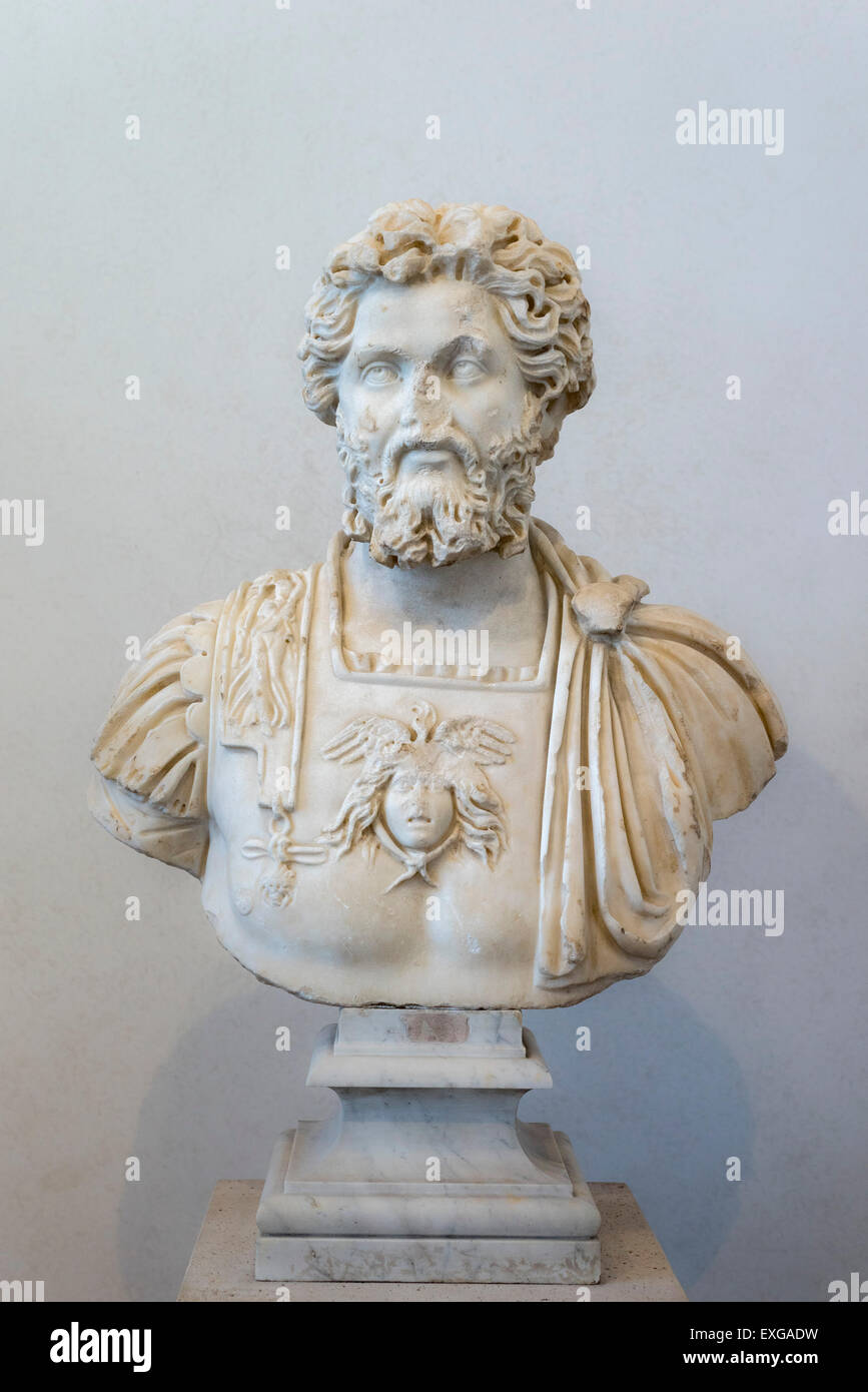 Rome. Italy. Portrait bust of Roman Emperor Septimius Severus (196 ...