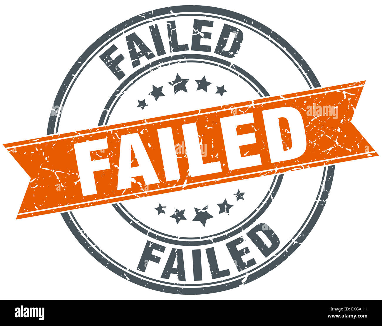 failed round orange grungy vintage isolated stamp Stock Photo - Alamy