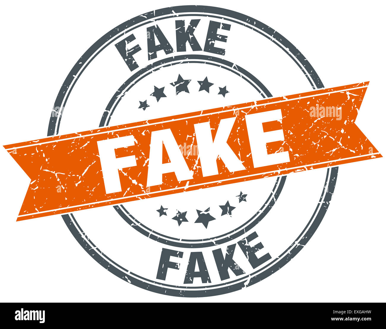 fake round orange grungy vintage isolated stamp Stock Photo - Alamy