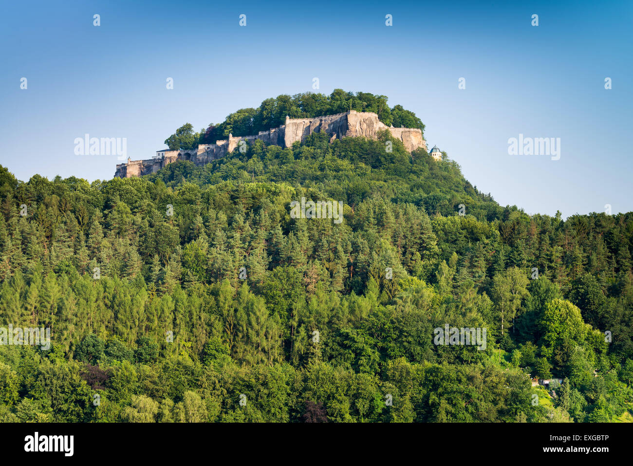 Fortress Koenigstein on hilltop, Saxonian Swiss, Saxony, Germany ...