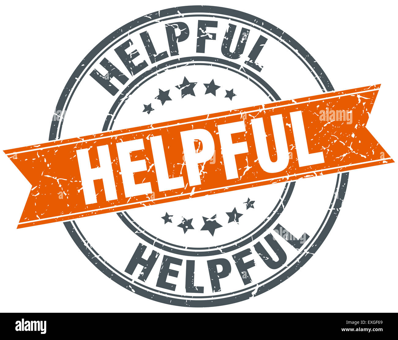 helpful round orange grungy vintage isolated stamp Stock Photo - Alamy