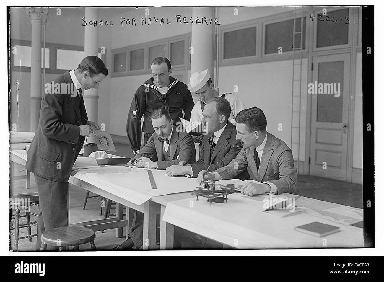 This historical photo features the School for Naval Reserve, an ...