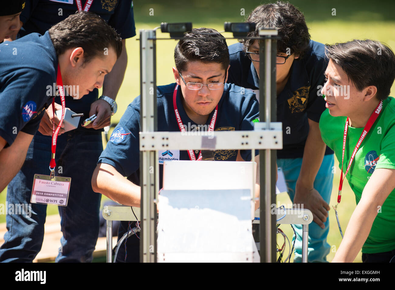Members of the Lunambotics team from Mexico City, Mexico prepare their ...