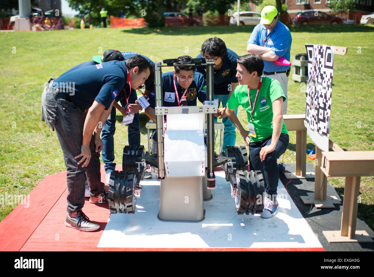 Members of the Lunambotics team from Mexico City, Mexico prepare their ...
