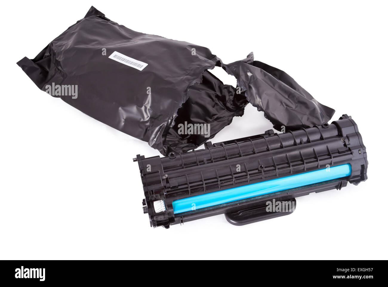 Used toner laser cartridge for printer isolated on white Stock Photo ...