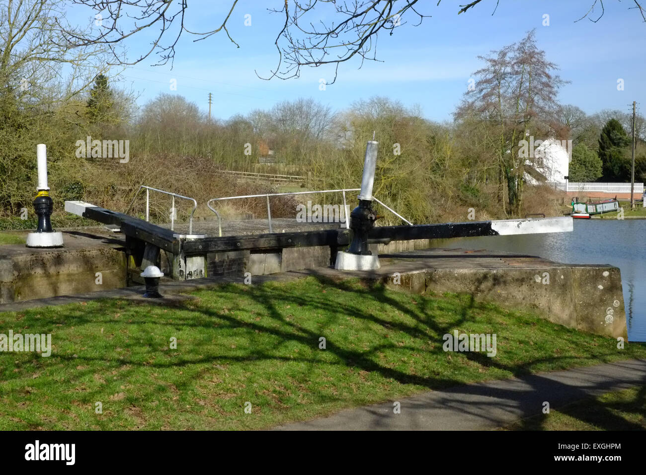 Canal Lock and gates Stock Photo - Alamy